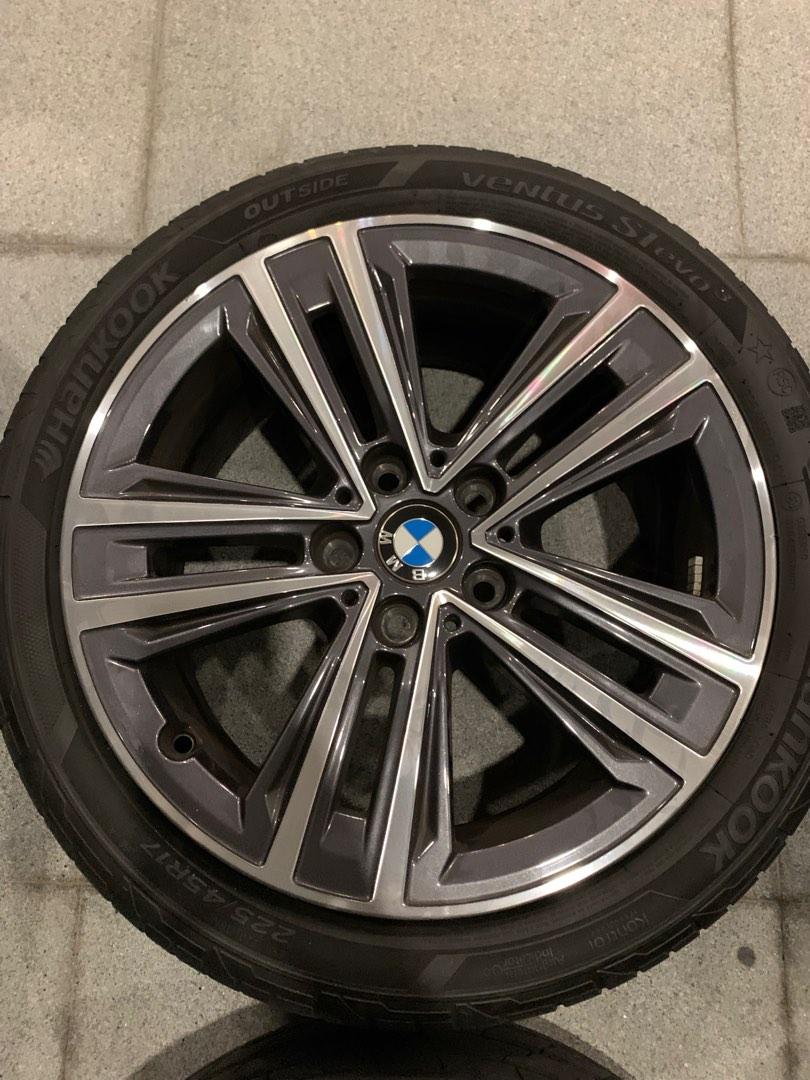 BMW original stock 17 rims 5x112 with 40% tyres, Car Accessories, Tyres ...