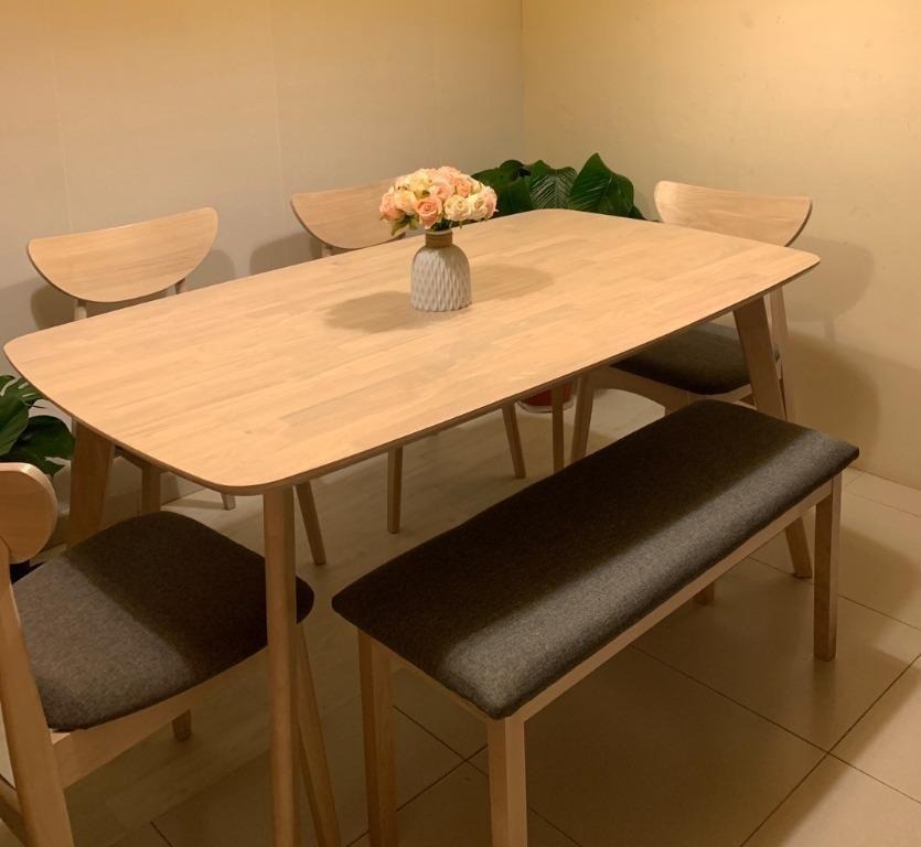 Brand New Dining Table + Bench or Chairs Set (Available in 2 Color ...