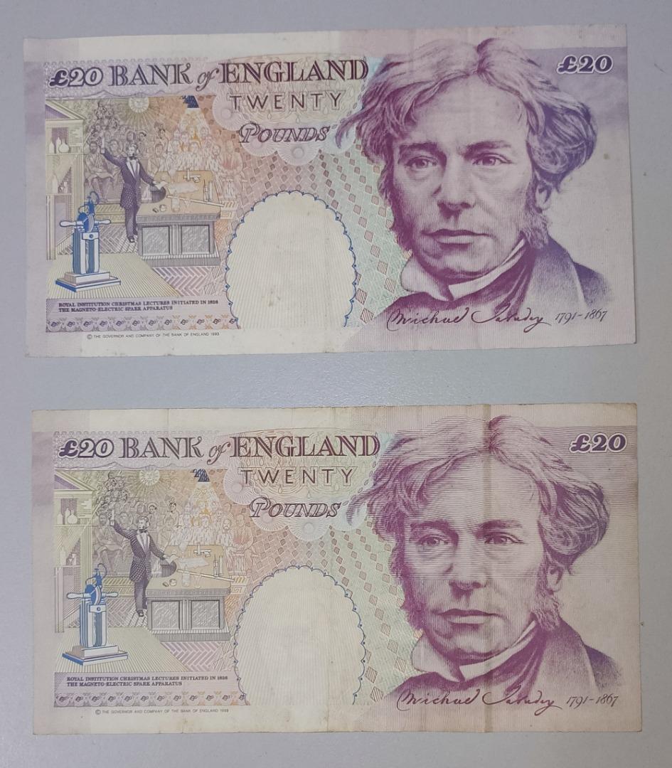 British Pound 20 Notes, Hobbies & Toys, Collectibles & Memorabilia ...