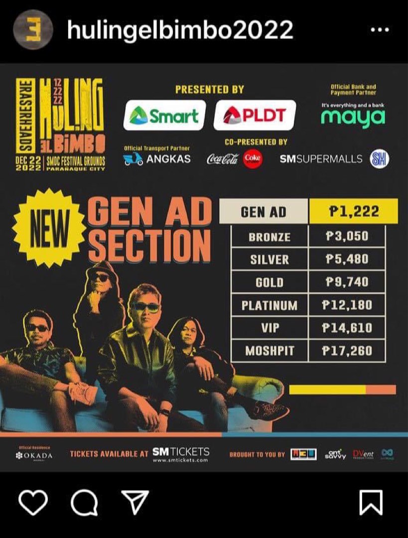 BRONZE Ticket- HULING EL BIMBO, Tickets & Vouchers, Event Tickets on Carousell