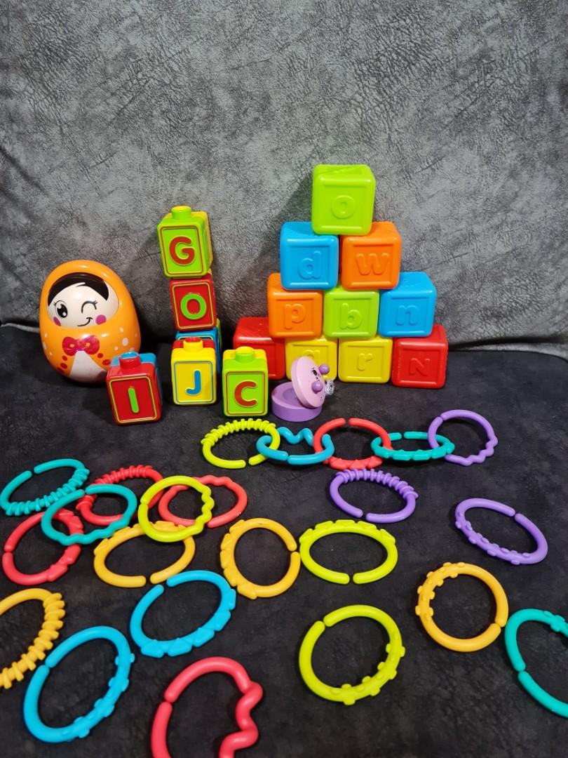 Bundle of Baby Toys, sensory toys, linking hoops, cubes, stacking ...