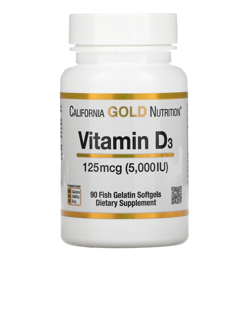 California Gold Vitamin D3 125mcg 5000IU 90 Fish Gelatin softgels ...
