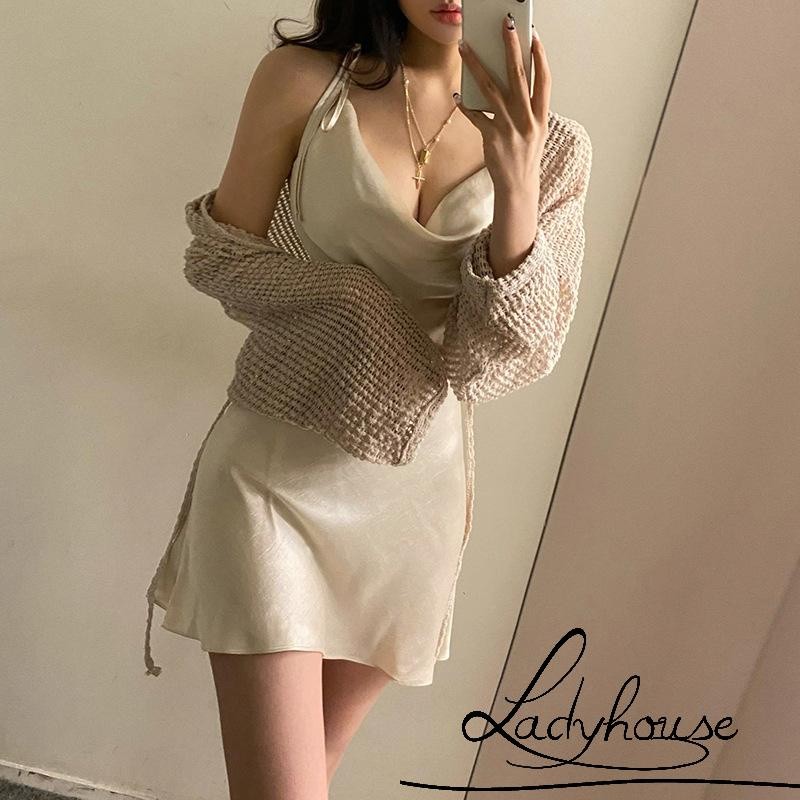 champagne silk satin dress, Women's Fashion, Dresses & Sets, Dresses on Carousell