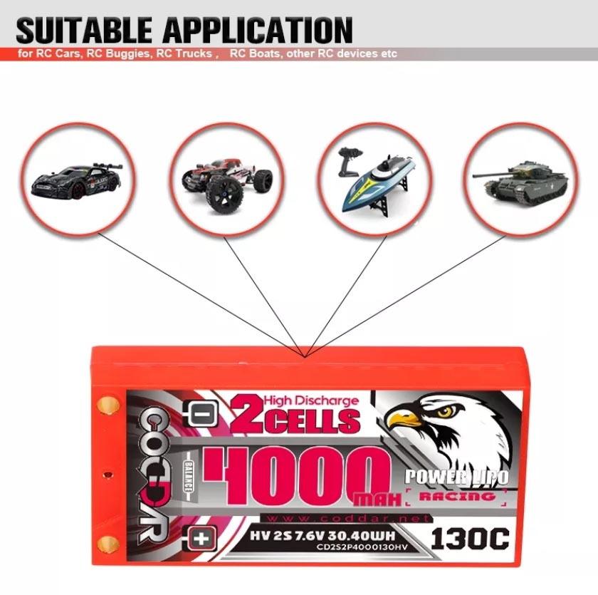 Coddar 4000/130C 2s 5mm Bullet Lipo Shorty. Not Gaoneng LRP Nosram ...