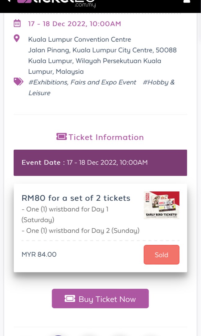 Comic Fiesta Ticket 2022 (day2), Tickets & Vouchers, Event Tickets on ...