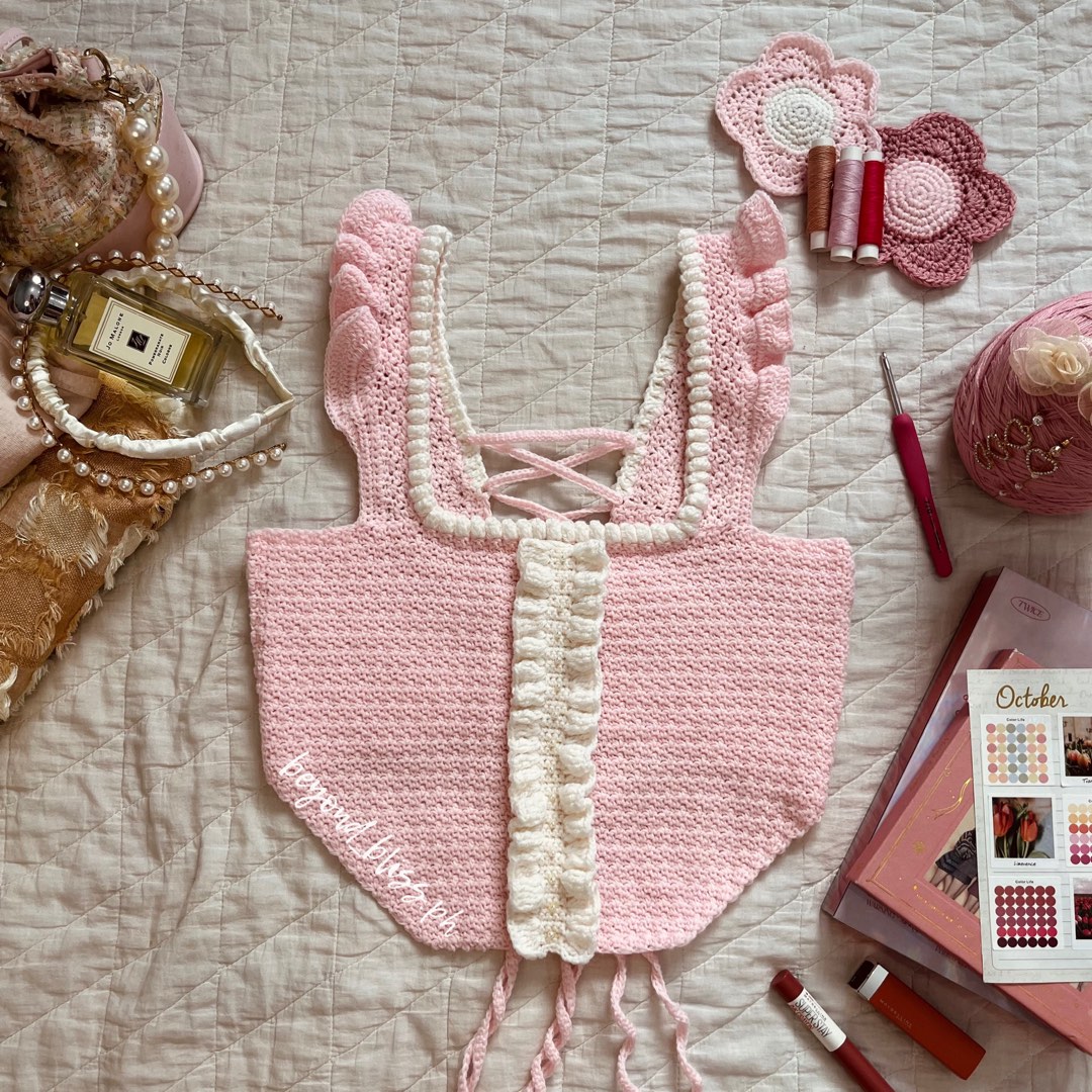 Crochet coquette corset top, Women's Fashion, Tops, Others Tops on ...