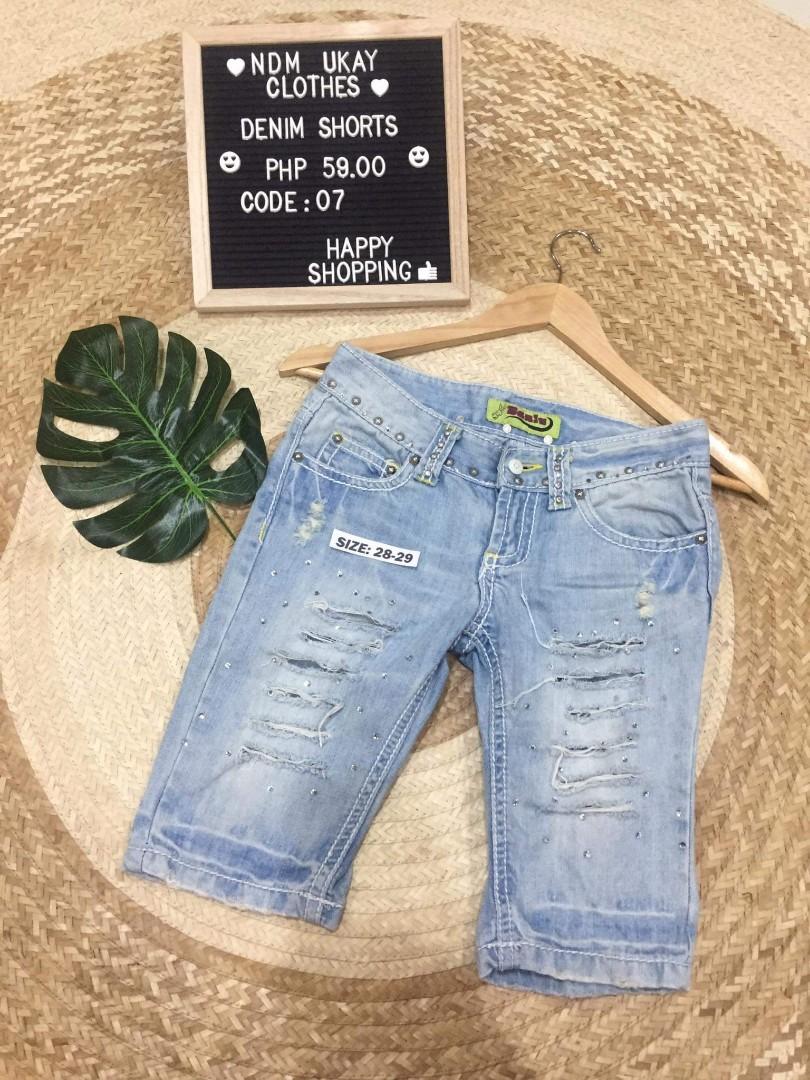Denim Short Ukay, Women's Fashion, Activewear on Carousell