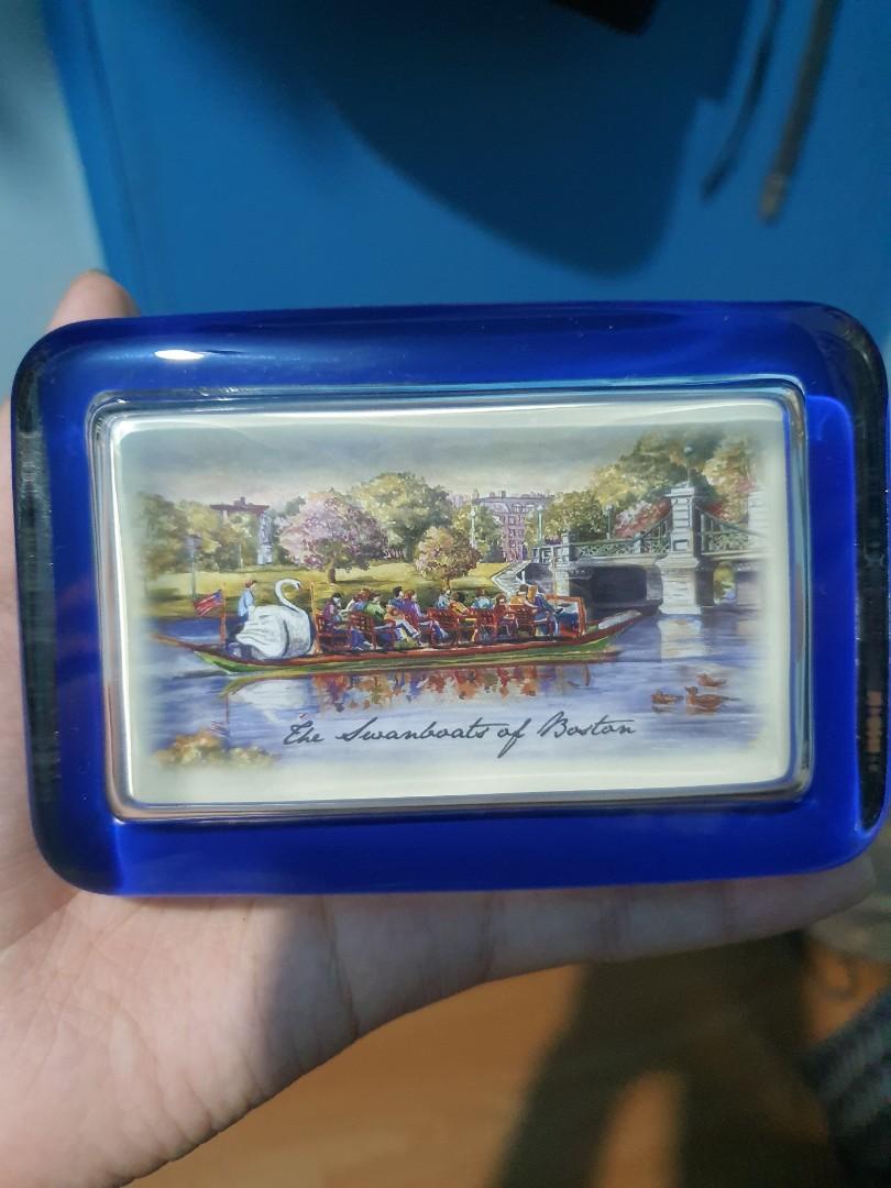 Eglomise Designs Glass Paper Weight (The Swanboats of Boston), Hobbies ...