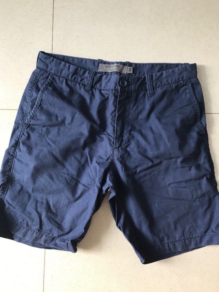 Giordano Blue Berms, Men's Fashion, Bottoms, Shorts on Carousell