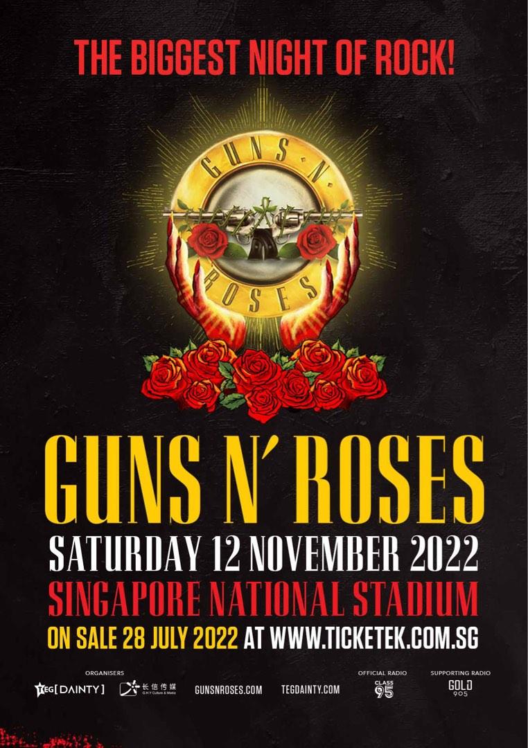Guns n roses 2 x Cat 3 tickets (seats shown in pic), Tickets & Vouchers, Event Tickets on Carousell