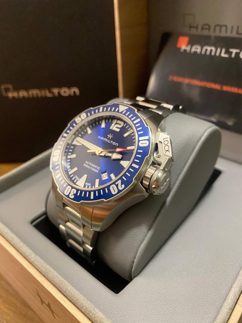 HAMILTON KHAKI NAVY FROGMAN (BLUE), Luxury, Watches on Carousell