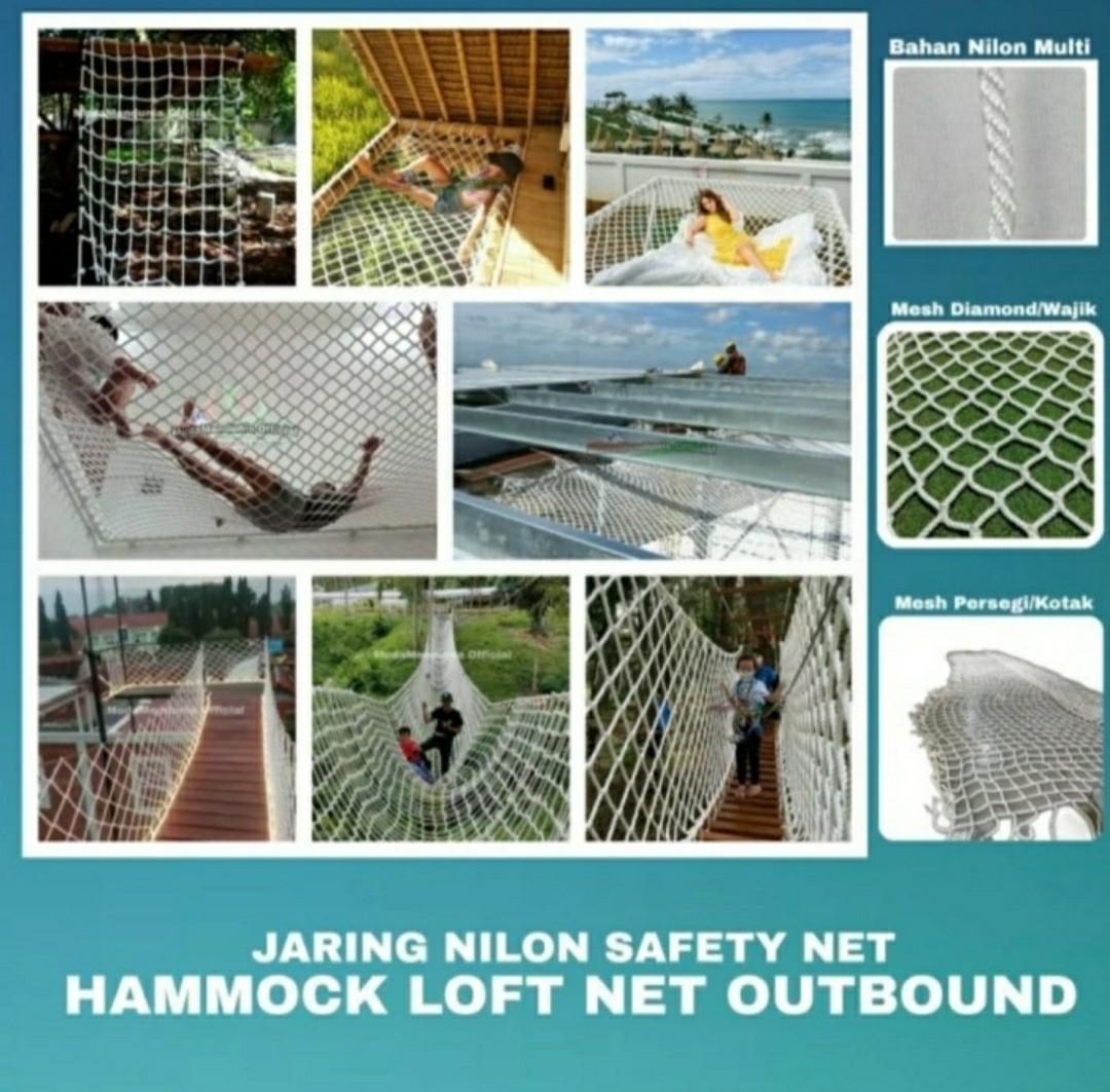 Jaring nilon 12 mm hammock/outbound/climbing/safety net - lubang 5cm ...