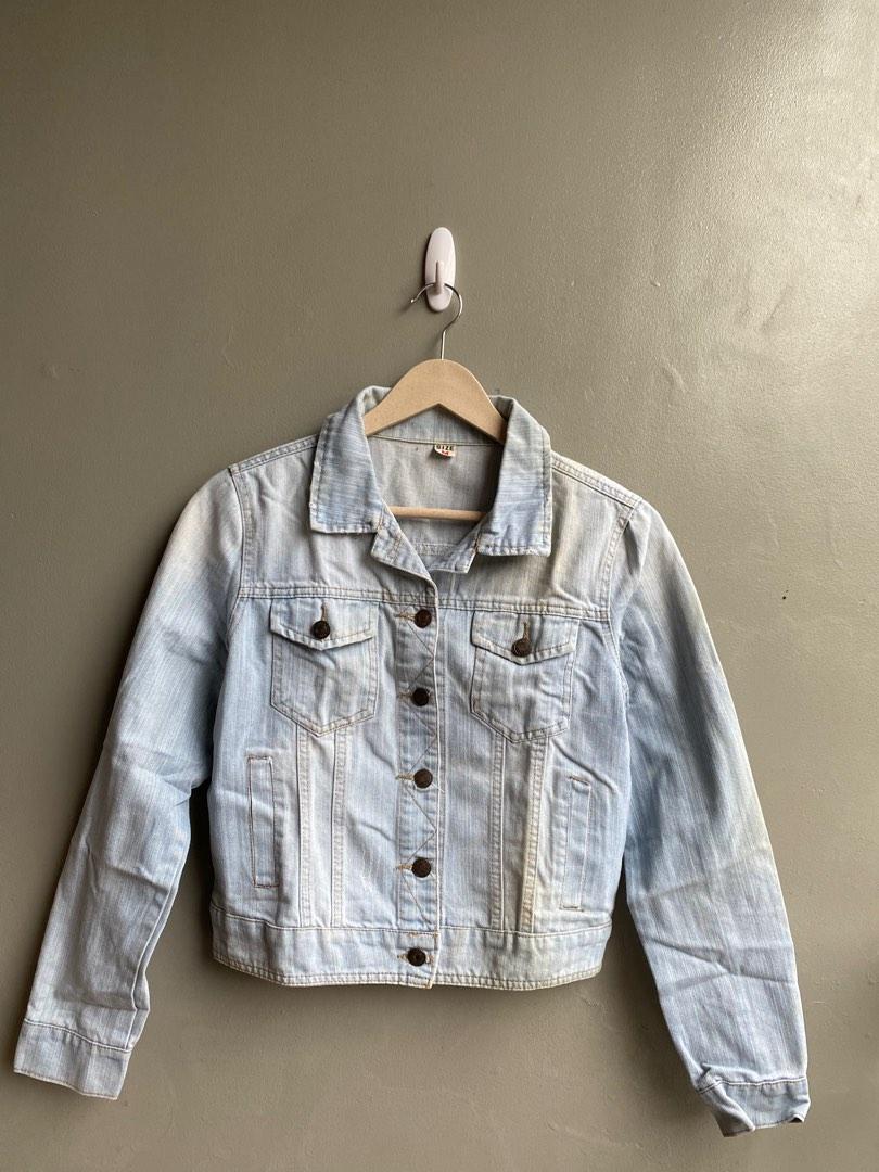Plain Light Denim Jacket (NO PRINTS FRONT AND BACK), Women's Fashion ...