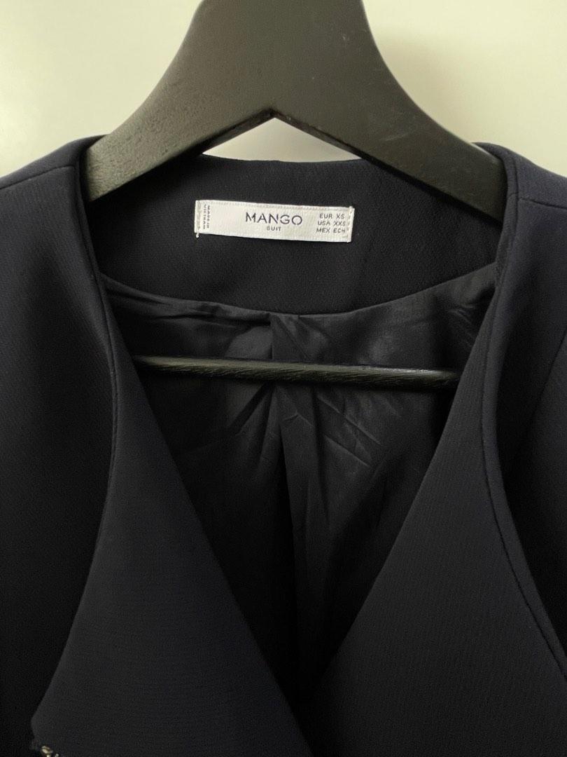 [Mango] Navy blazer, Women's Fashion, Coats, Jackets and Outerwear on ...