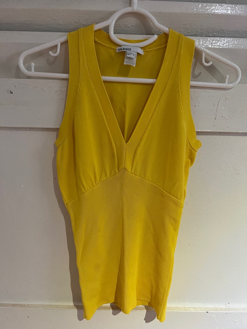 Mango yellow top, Women's Fashion, Tops, Sleeveless on Carousell