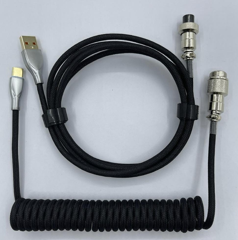 Mechanical Keyboard USB Type C Fast Charge Coiled Cable Double Sleeved ...