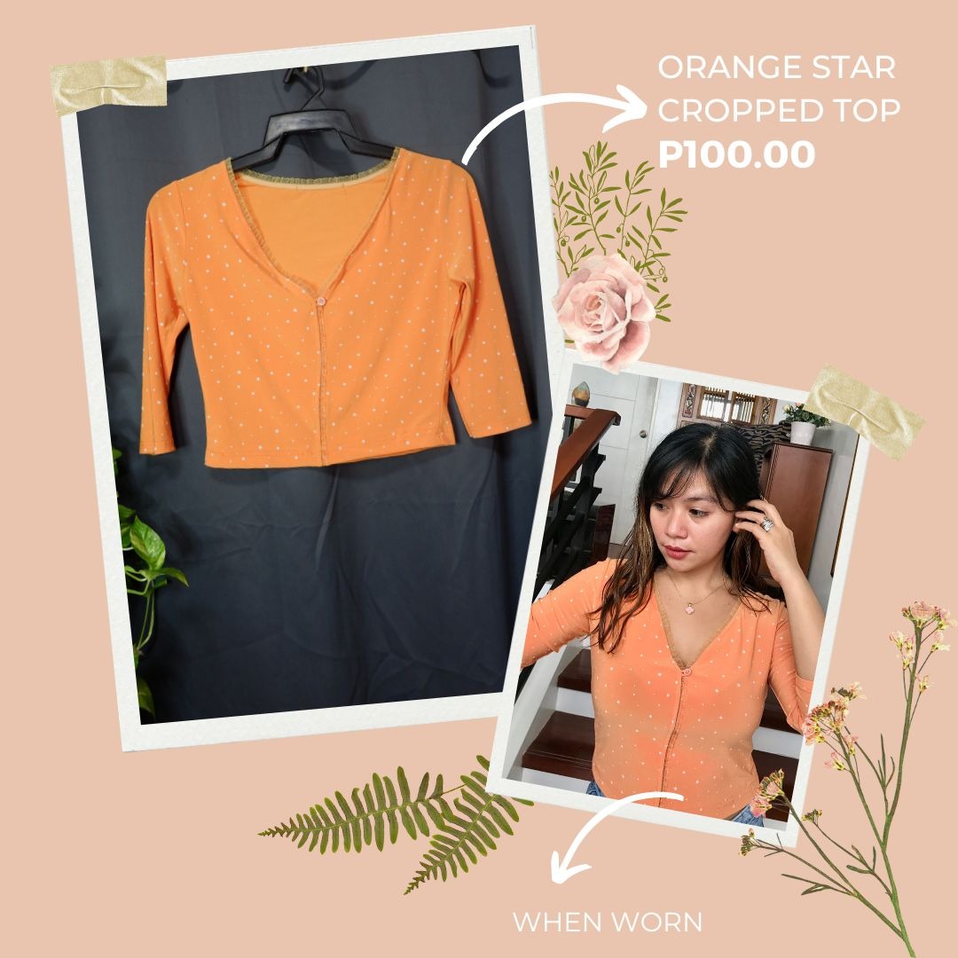Orange Star Cropped Top, Women's Fashion, Tops, Blouses on Carousell