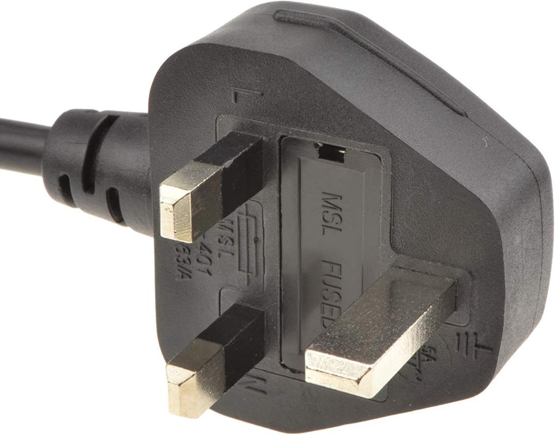 Power Cord UK Plug to IEC Cable PC Mains Lead 1m, Computers & Tech ...