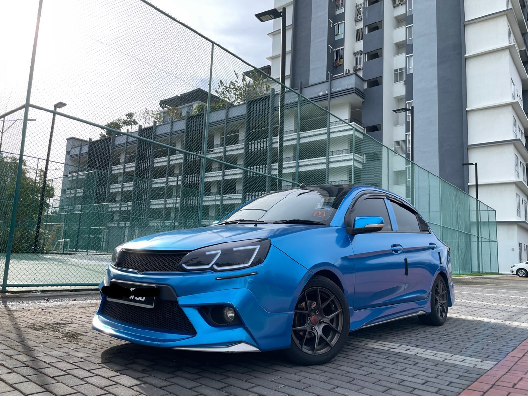 Proton Saga vvt 2016 black (ocean blue wrap), Cars, Cars for Sale on ...