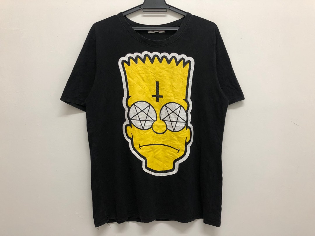 RARE BLACK METAL BART SIMPSON BIG FACE GRAPHIC TEE, Men's Fashion, Tops ...