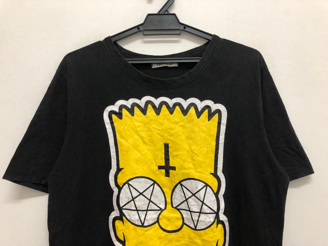 RARE BLACK METAL BART SIMPSON BIG FACE GRAPHIC TEE, Men's Fashion, Tops ...