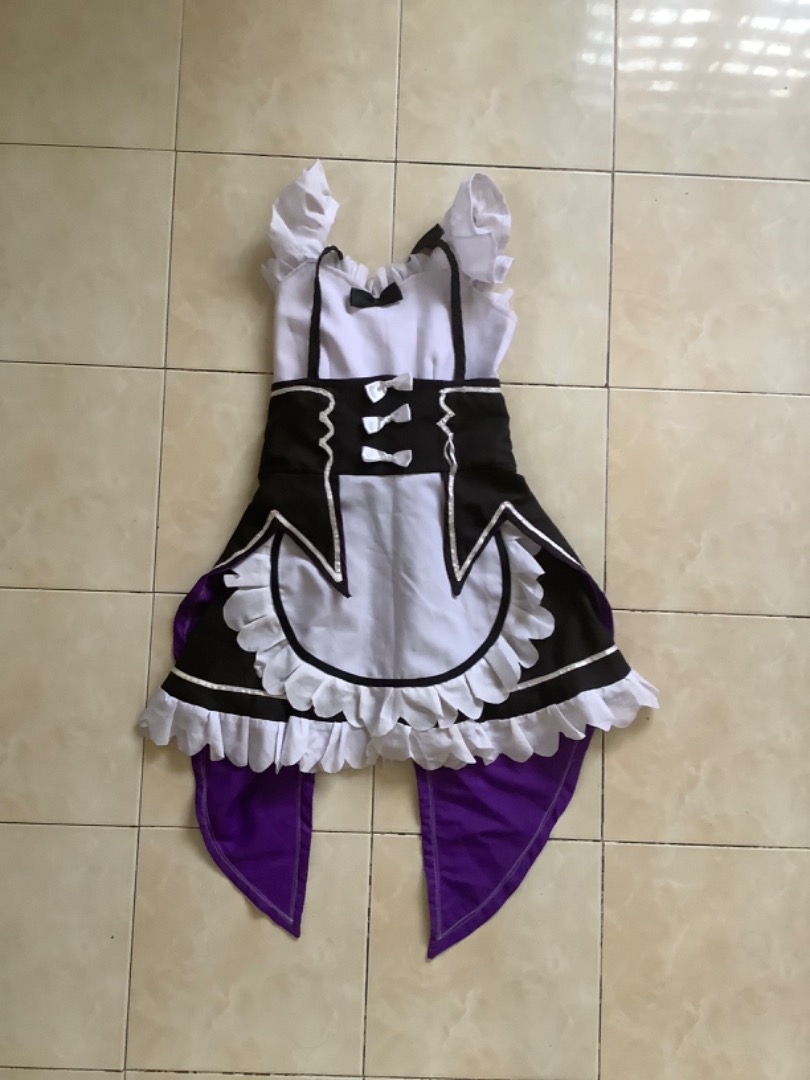Re: zero Rem anime cosplay set lolita: Dress and apron, Women's Fashion ...