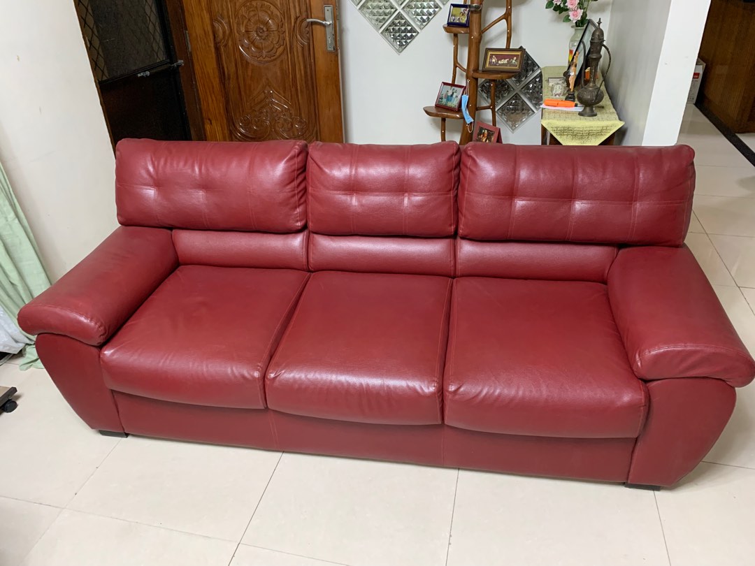 Red sofa set, Furniture & Home Living, Furniture, Sofas on Carousell