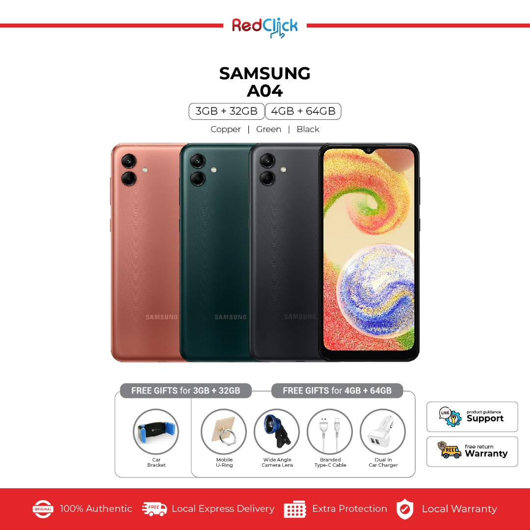 Samsung Galaxy A04 4G LTE (3GB/32GB) (4GB/64GB) Original Samsung ...