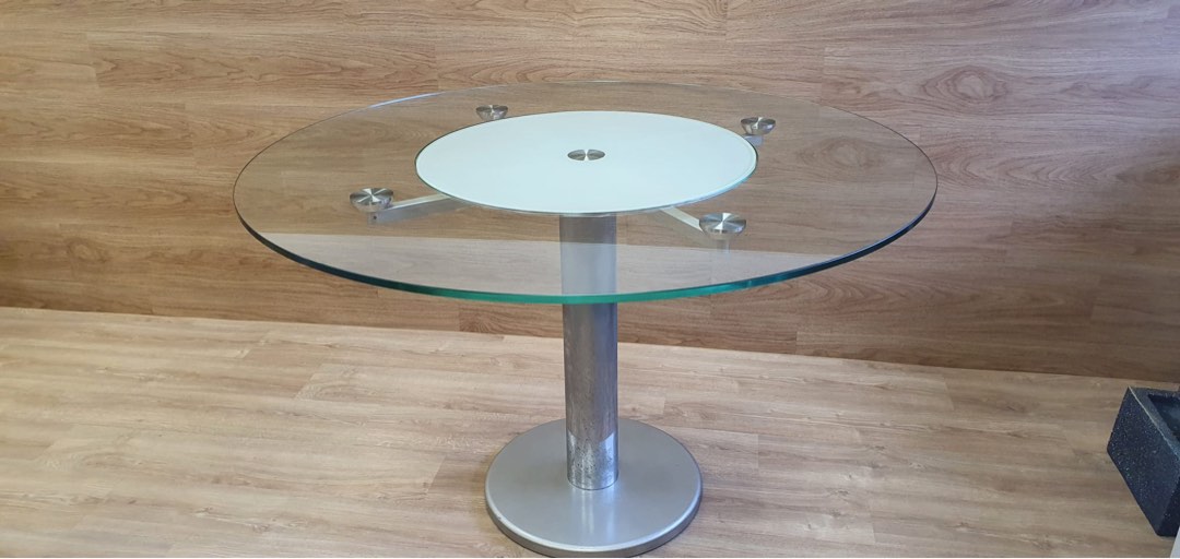 Stable Glass Top Indoor Table (rotate), Furniture & Home Living ...