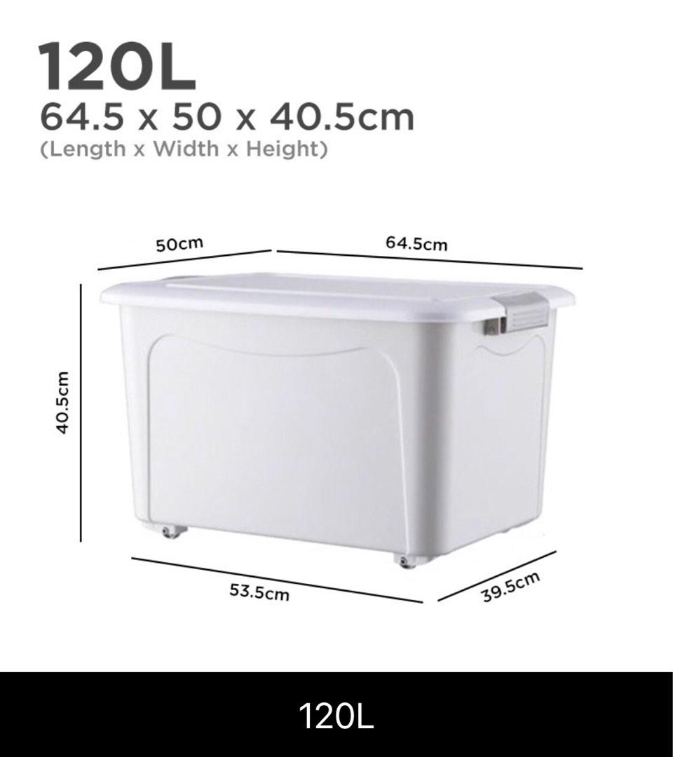Storage box plastic container with wheels, Furniture & Home Living ...