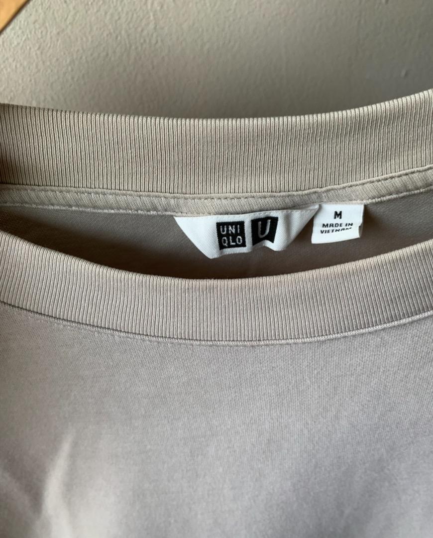 U AIRism Cotton Crew Neck Oversized T-Shirt Light Gray, Men's Fashion ...