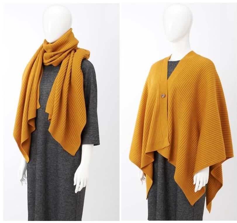 Uniqlo mustard yellow knit 2 way stole, Women's Fashion, Coats, Jackets ...