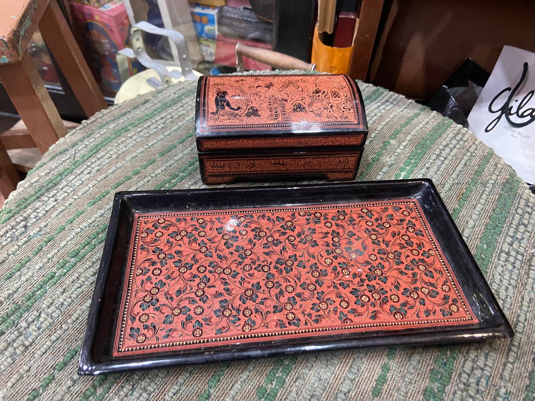 Vintage lacquer jewellery box and tray, Hobbies & Toys, Memorabilia ...