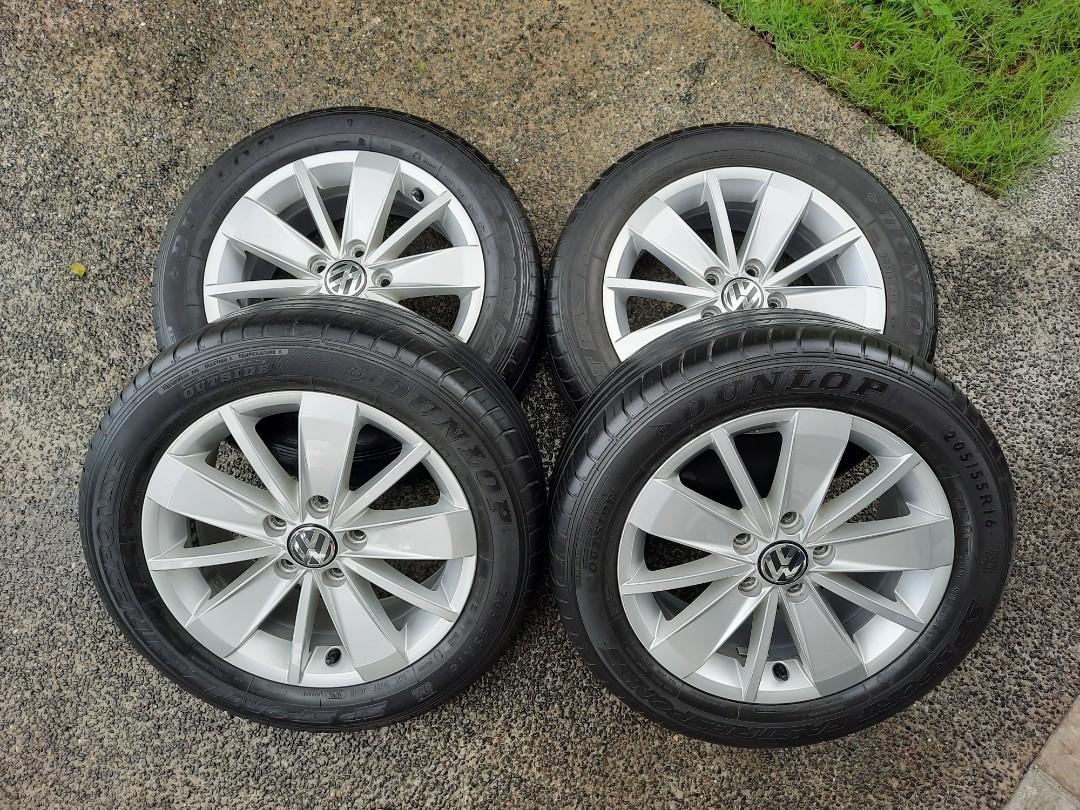 VW R16 mags and tires, Car Parts & Accessories, Mags and Tires on Carousell