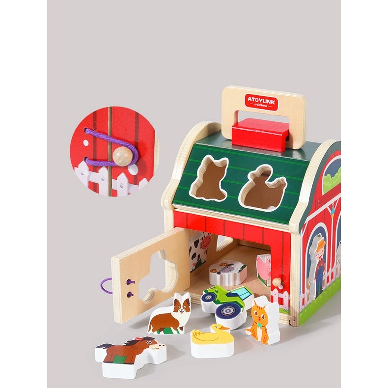 Wooden Animal Farm House Shape Matching Toy, Hobbies & Toys, Toys ...