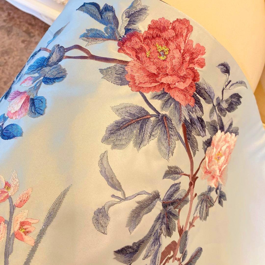 XL Authentic Tailor Made Shanghai West Bund Embroidered Chinoiserie Raw ...