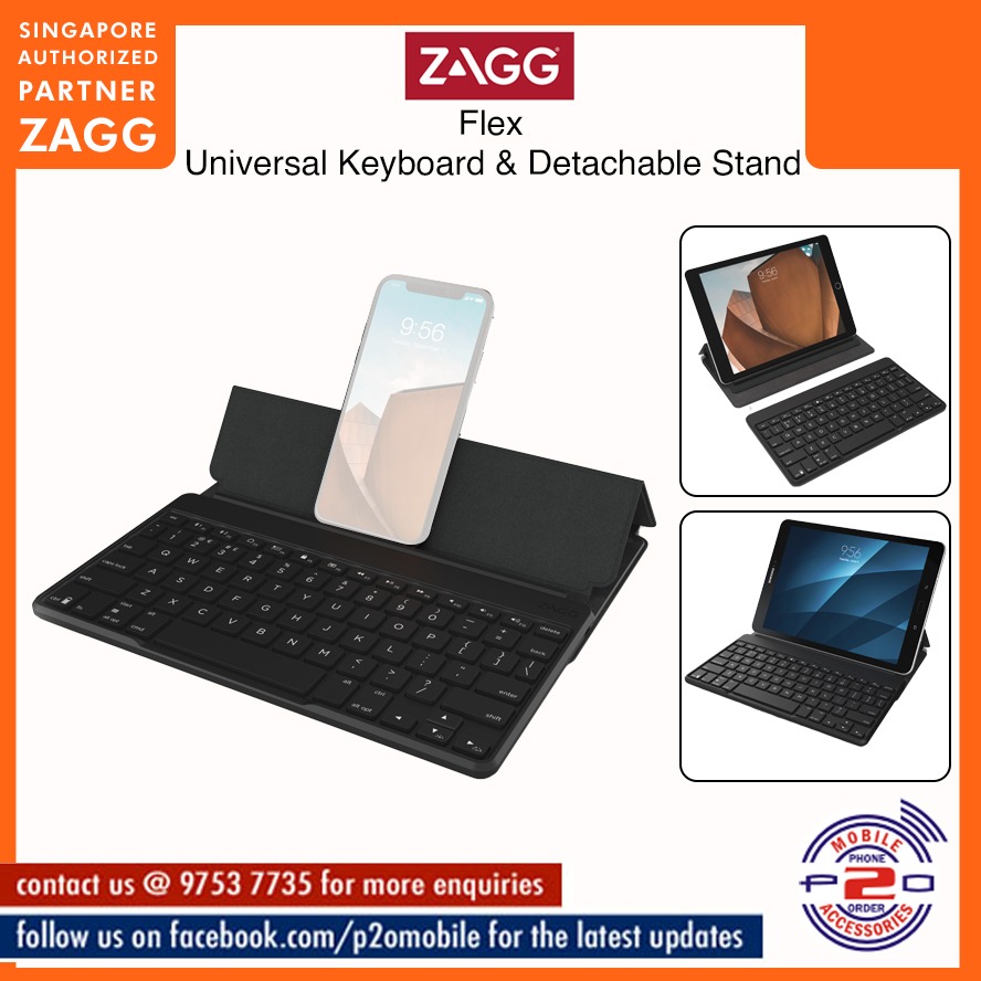 ZAGG Flex Portable, Universal Keyboard & Detachable Stand, Mobile ...