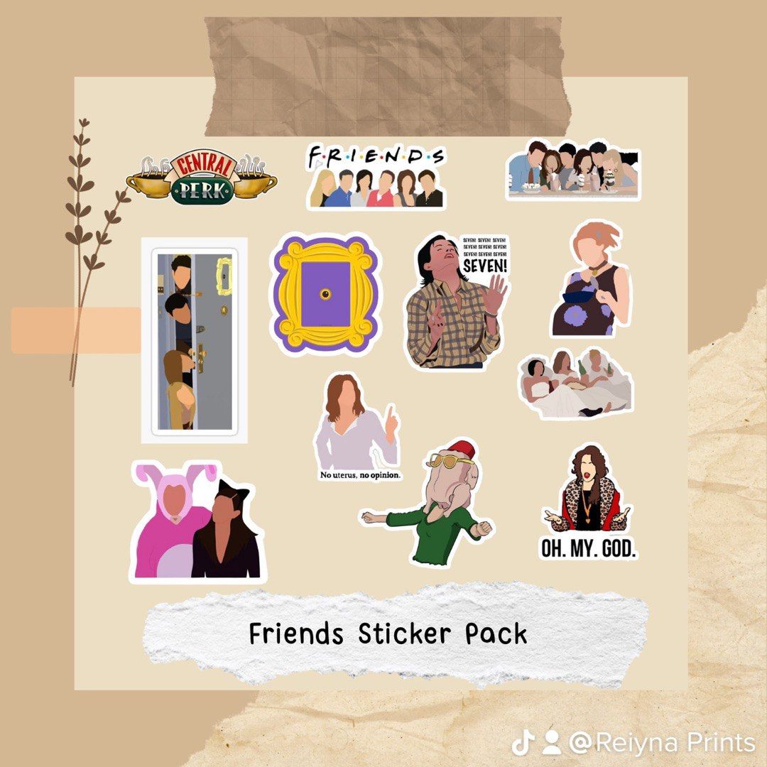 12 pcs friends sticker pack, Hobbies & Toys, Stationary & Craft ...