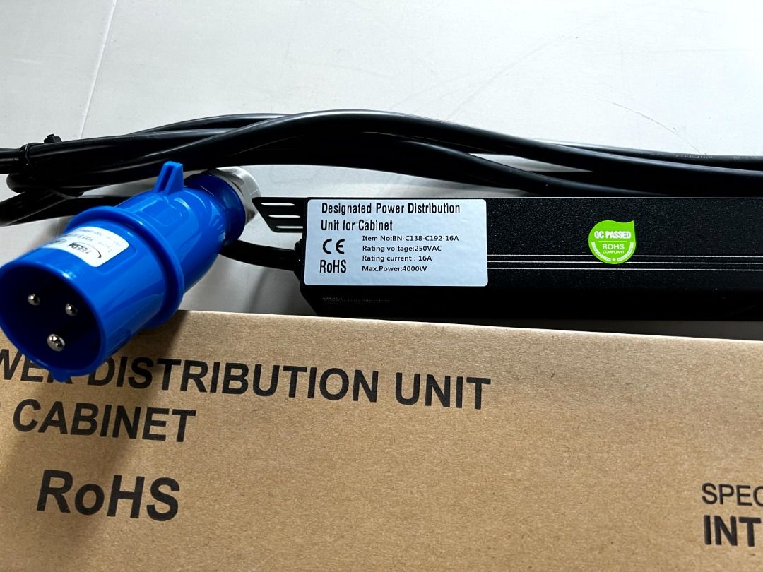 1U 8x C13 +2x C19 16A Horizontal PDU with input 16A c-form male (5KVA ...