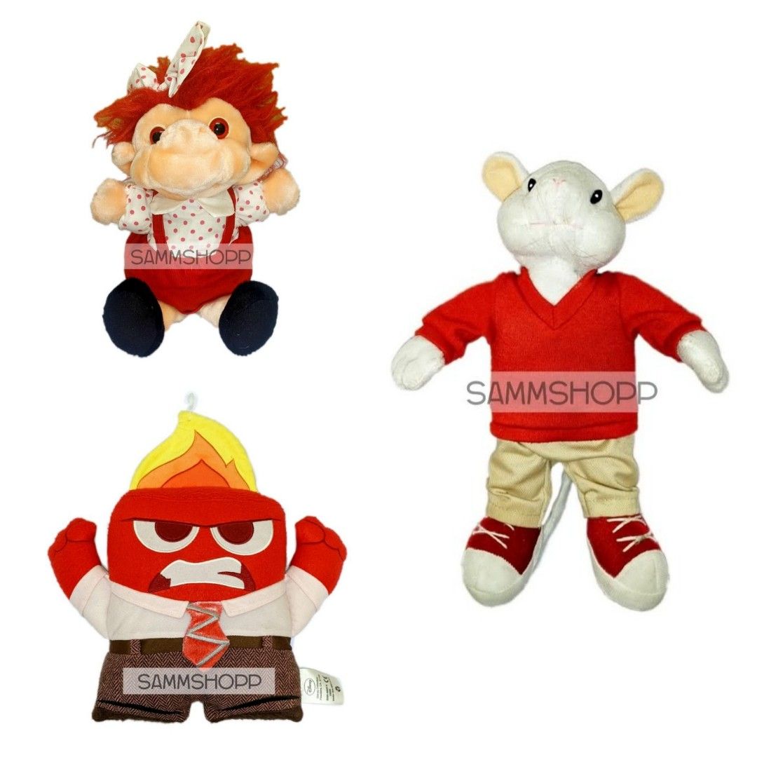 3 Mixed Stuffed Plush Toys ( Stuart Little, Anger Inside Out & Troll ...