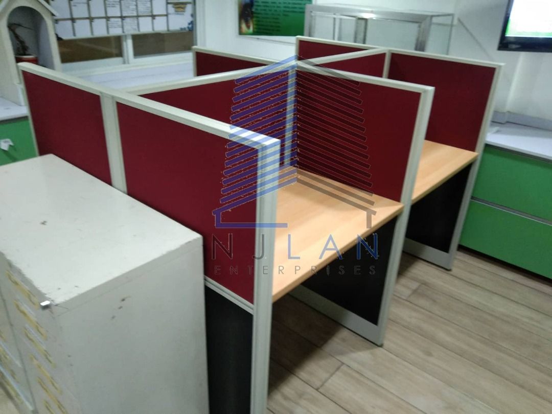 4 Seater cubicle partition furniture, Furniture & Home Living, Office ...