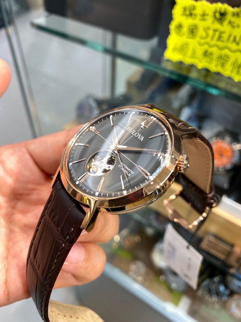 全新 行貨 有門市 BULOVA automatic watch 寶路華自動機械手錶 97A171 玫瑰金殻, 男裝, 手錶及配件, 手錶 ...