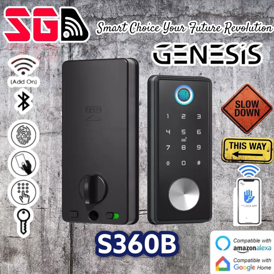 (GENESIS) Newest S360B 6-in-1 Smart Bluetooth WiFi Biometric Motorised ...