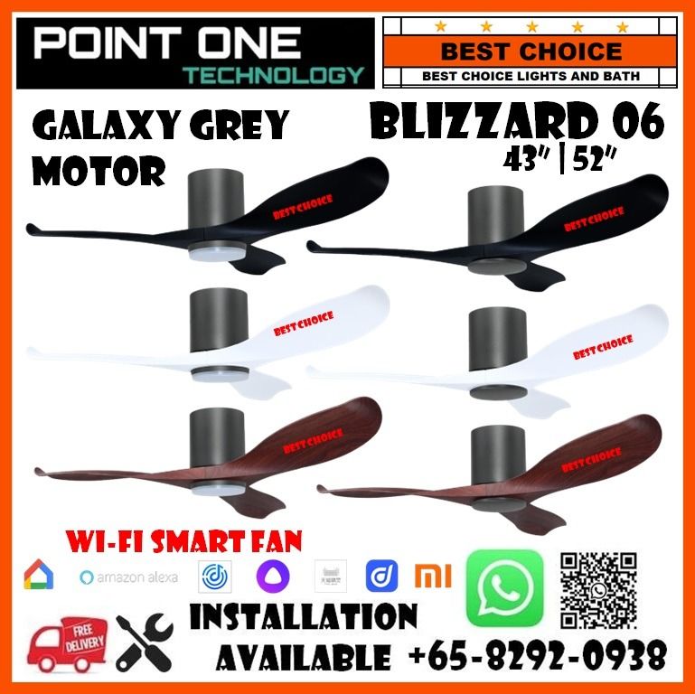 [ Smart Ceiling Fan ] Po Eco Blizzard 06 Blades + Wi-Fi Smart Function ...
