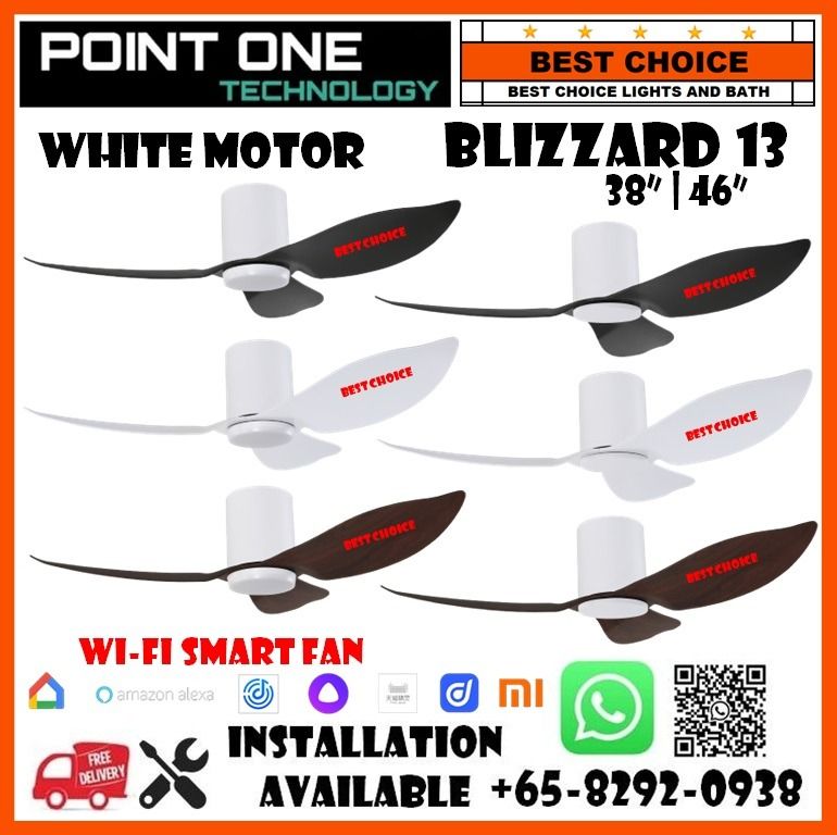 [ Smart Ceiling Fan ] Po Eco Blizzard 13 Blades + Wi-Fi Smart Function ...