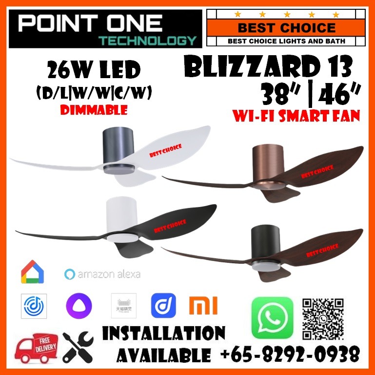 [ Smart Ceiling Fan ] Po Eco Blizzard 13 Blades + Wi-Fi Smart Function ...