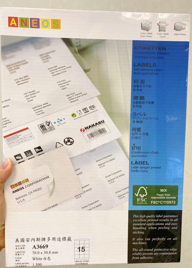 Aneos label 貼紙 一張15格 A3669, 電腦＆科技, 商務用科技產品 - Carousell