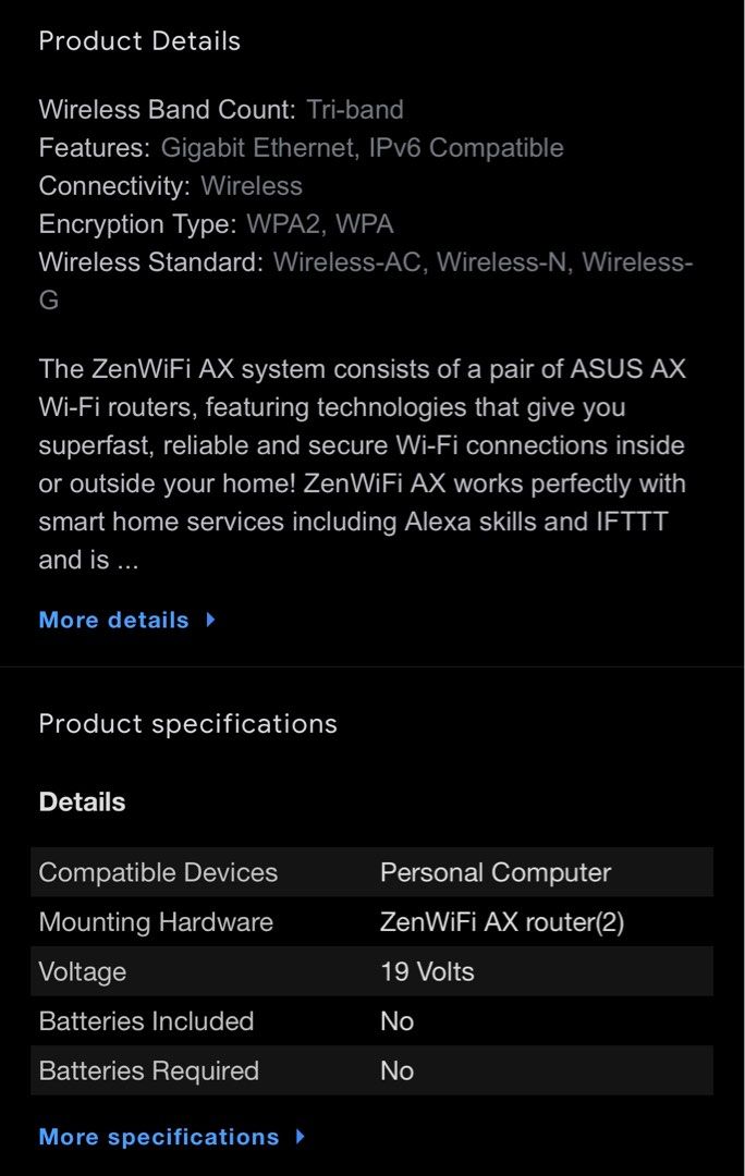 Asus Zen Wifi AX6600 AX (XT8), Computers & Tech, Parts & Accessories ...
