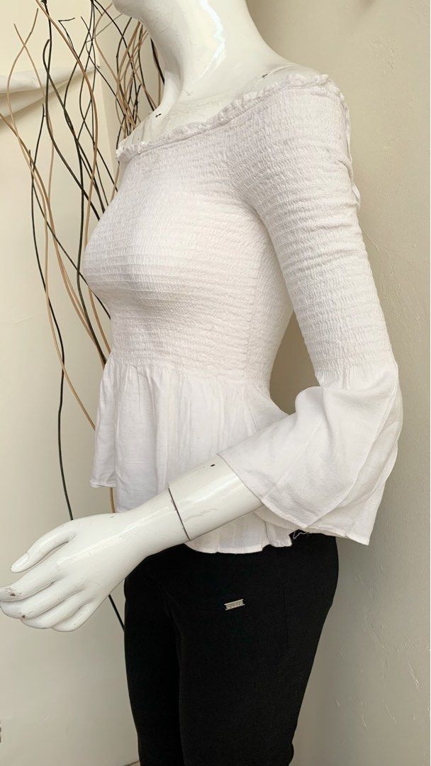 Bershka white top | sabrina top | blouse sabrina | sabrina putih | top putih sabrina | atasan ...