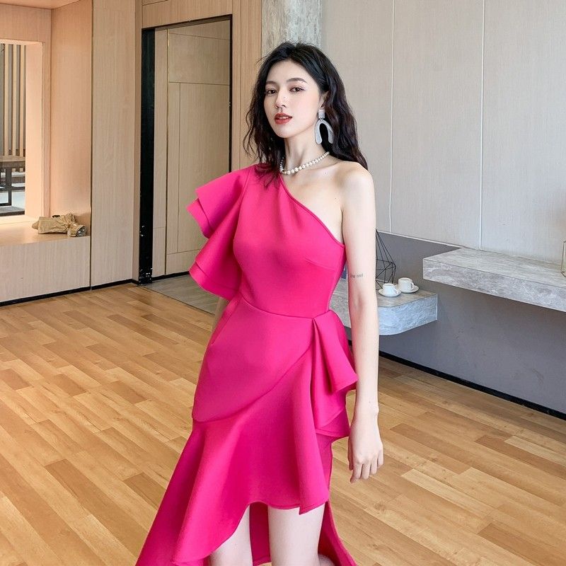 BN Hot Pink Ruffles Toga Dress, Women's Fashion, Dresses & Sets ...